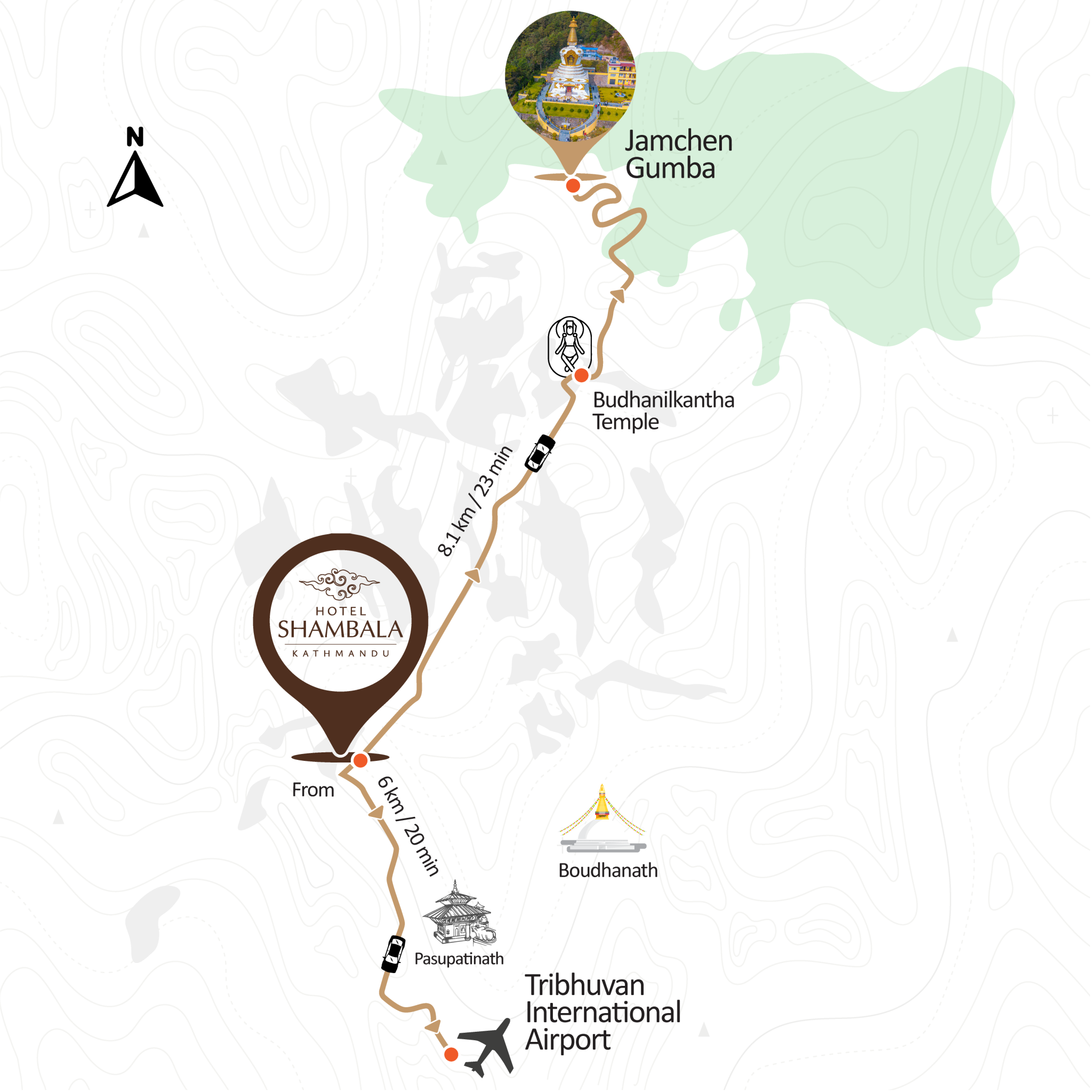 Hike to Jamchen Vijaya Stupa from Hotel Shambala